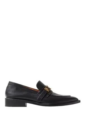 Versace Primo Leather Loafers With Medusa Hardware - Black