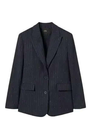 TWINSET Pinstriped Blazer With Metallic Accents - Blue