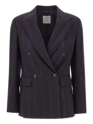 Eleventy Double-breasted Suit Jacket - Dark Blue