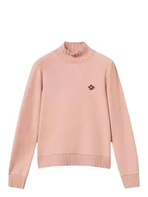 TWINSET High-neck Knit Sweater With Embellished Brooch - Pink