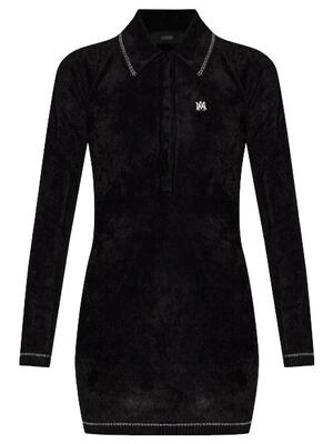 Amiri Long-sleeved Collared Dress With Button Closure - Black
