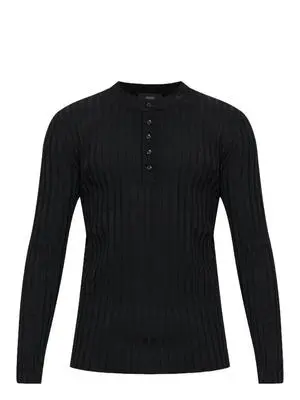 Amiri Long Sleeve Ribbed Knit Top - Black