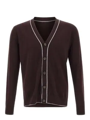Eleventy Long-sleeved Knitted Cardigan With V-neck And Button Closure - Brown