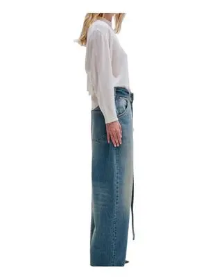 DARKPARK Knitted Scarf Top With Ribbed Cuffs - White