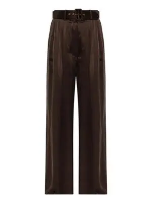 Zimmermann Zimmermann Belted Pleated Wide-Leg Pants Brown
