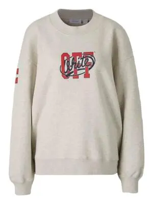 Off-White Logo Print Crew Neck Sweater - Grey