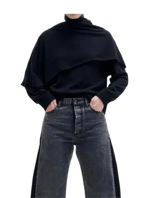 DARKPARK Knitted Scarf Top - Black