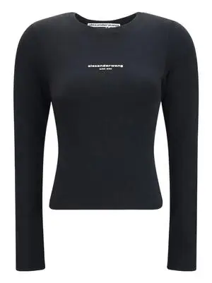 Alexander Wang Logo Fitted Long-sleeve T-shirt - Black