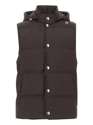 Eleventy Hooded Down Vest - Black