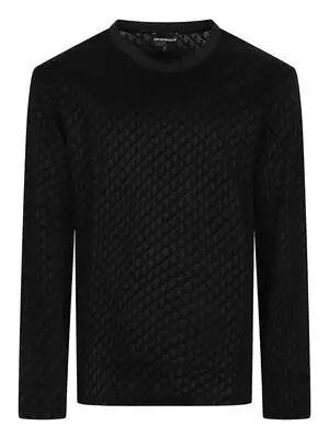 Emporio Armani All Over Logo Print Long Sleeve T-shirt - Black