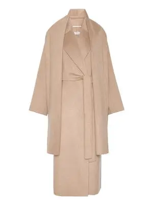 Max Mara Double Wool And Cashmere Robe Coat - Clay