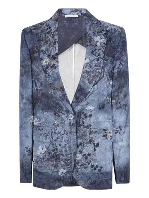 PIERRE-LOUIS MASCIA Printed Single-breasted Blazer - Blue