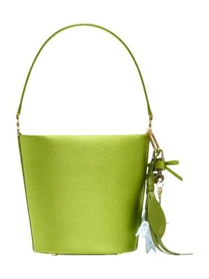 SELF-PORTRAIT Green Satin Bucket Bag