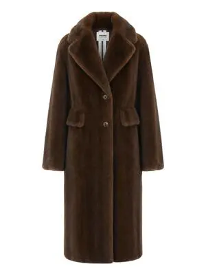 SWORD 6644 Long Faux Fur Coat - Black