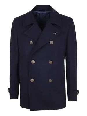 Tagliatore Double-breasted Pea Coat - Navy Blue