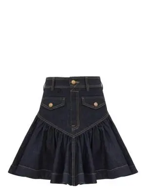 Zimmermann Denim Frill Mini Skirt - Blue