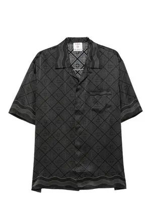 Casablanca Radiating Monogram Silk Shirt - Black