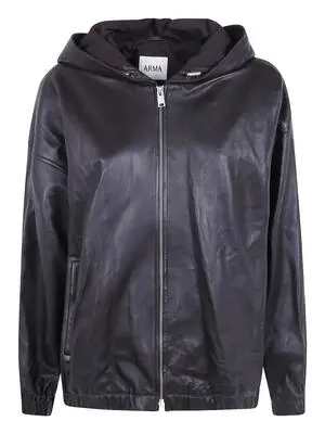 ARMA Giusy Lamb Leather Hooded Jacket - Coffee Bean
