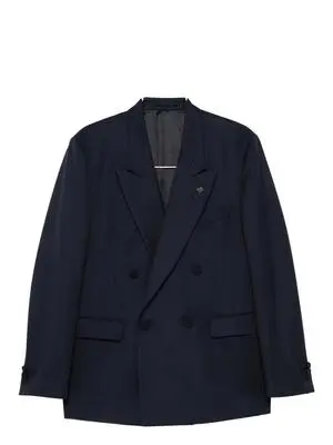 LARDINI Double-breasted Peak-lapel Jacket - Blue