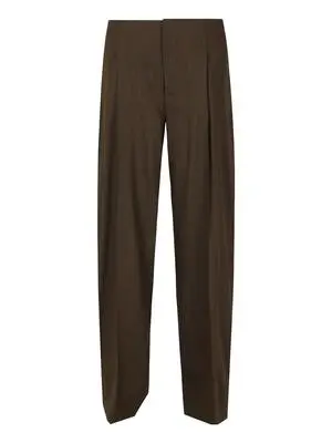Alberta Ferretti Pleated Wide-leg Trousers - Brown