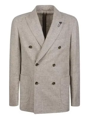 LARDINI Roma Double-breasted Jacket - Beige