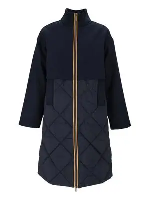 K-WAY Quilted Wool-blend Parka Coat - Navy Blue