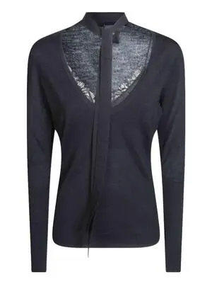Pinko Lace Trim Tie-neck Sweater - Black