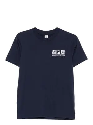 SPORTY  RICH Sporty & Rich Logo Print T-shirt - Deep Navy Blue