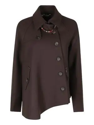 BAZAR DELUXE Long Sleeve Asymmetric Wool Jacket - Moro
