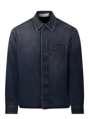 GOLDEN GOOSE Logo Patch Denim Shirt - Blue