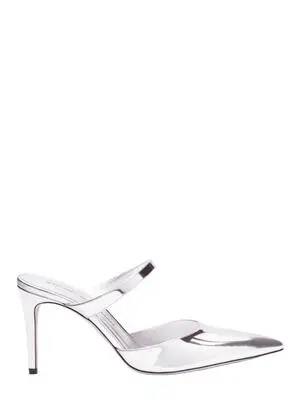 STUART WEITZMAN Power Mule 85 Stiletto Heel Mules - Silver