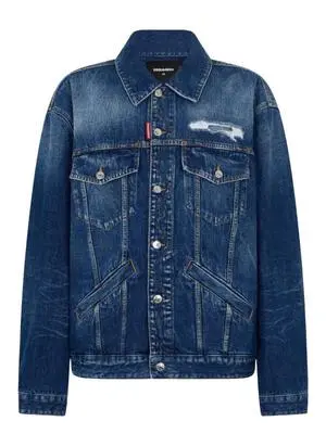 Dsquared2 Distressed Denim Oversized Jacket - Blue