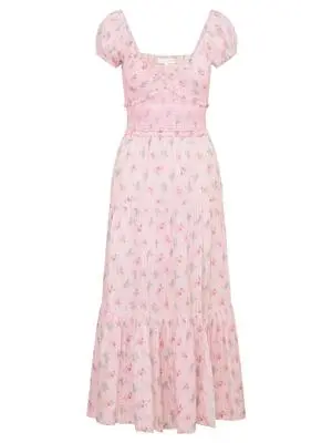 LoveShackFancy Amandla Floral Cotton Dress Pink
