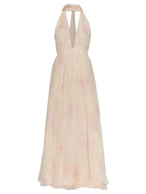 LoveShackFancy LoveShackFancy Lilah Halterneck Maxi Dress Nude