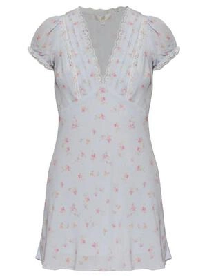 LoveShackFancy LoveShackFancy Printed V-Neck Short Sleeve Dress Green