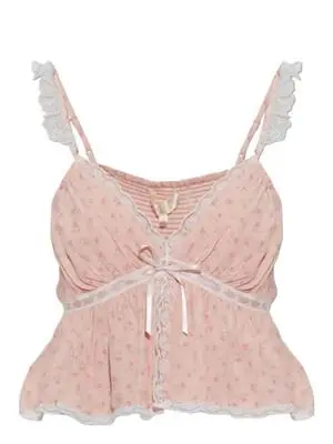 LOVESHACKFANCY LoveShackFancy Printed Camisole With Lace Trim