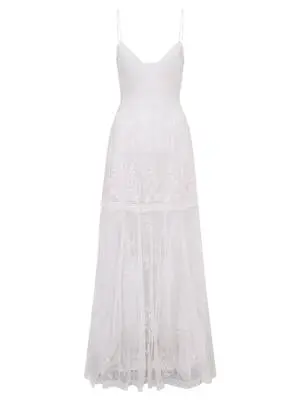 LoveShackFancy Valmy Embroidered Tulle Dress - Ivory