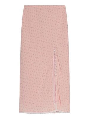 LoveShackFancy Floral Print Skirt Nude