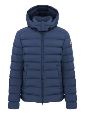 COLMAR Quilted Down Jacket With Detachable Hood - Navy Blue