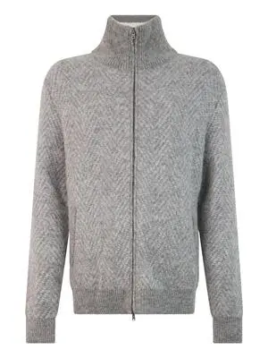 Herno Zip-neck Knit Top - Grey