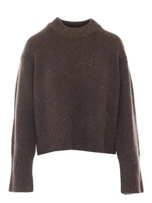 LISA YANG Shimmering High-neck Knit Sweater - Brown