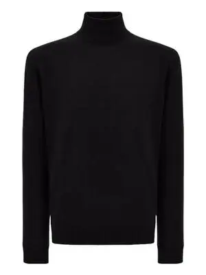 Canali Nuvola Seamless Merino Wool Turtleneck - Black