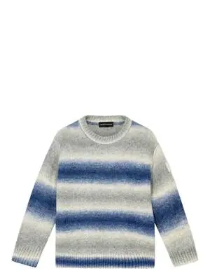 Emporio Armani Gradient Stripe Crew Neck Sweater - Blue