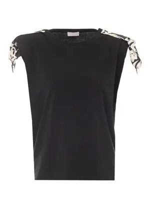 Liu Jo Paisley Bow Sleeveless T-shirt - Black