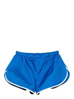 THE FRANKIE SHOP Elastic-waist Contrast Trim Shorts - Blue