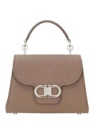 FERRAGAMO Double Gancini Top Handle - Warm Brown