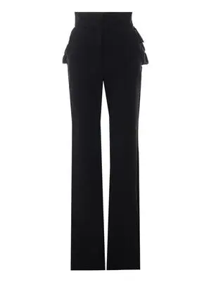 Elisabetta Franchi Ruffled Detail High-waisted Trousers - Black