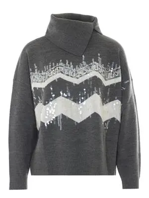 LIU JO Liu Jo Sequined Intarsia Knitted Sweater