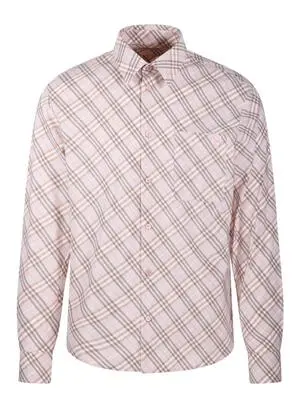 Burberry Long Sleeved Checked Shirt - Pink