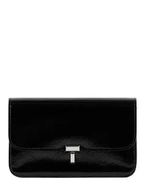 TOTEME T-lock Grained-patent Crossbody - Black